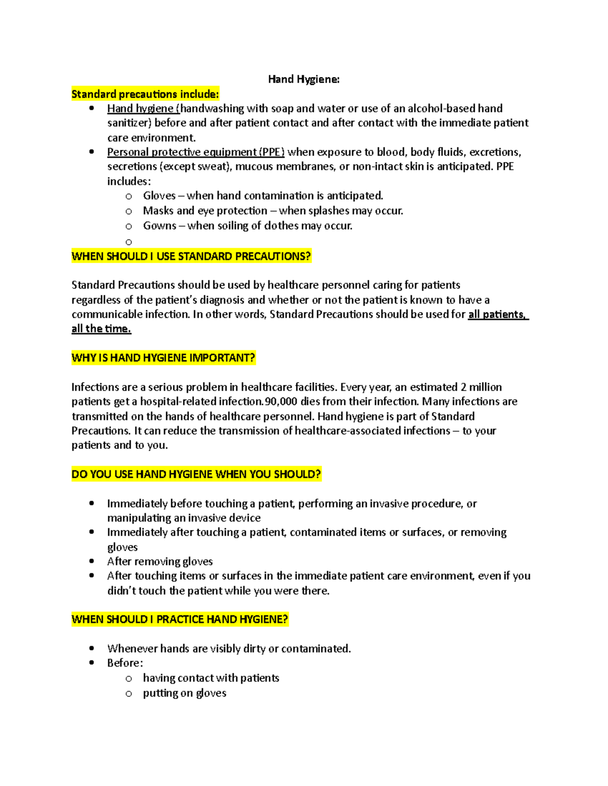 CDC Hand Hygiene - Hand Hygiene: Standard precautions include: Hand ...