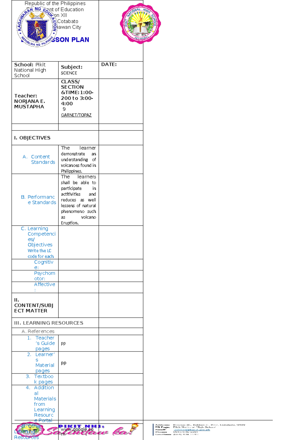 Lesson PLAN 4 - its guide for my final demo - Republic of the ...