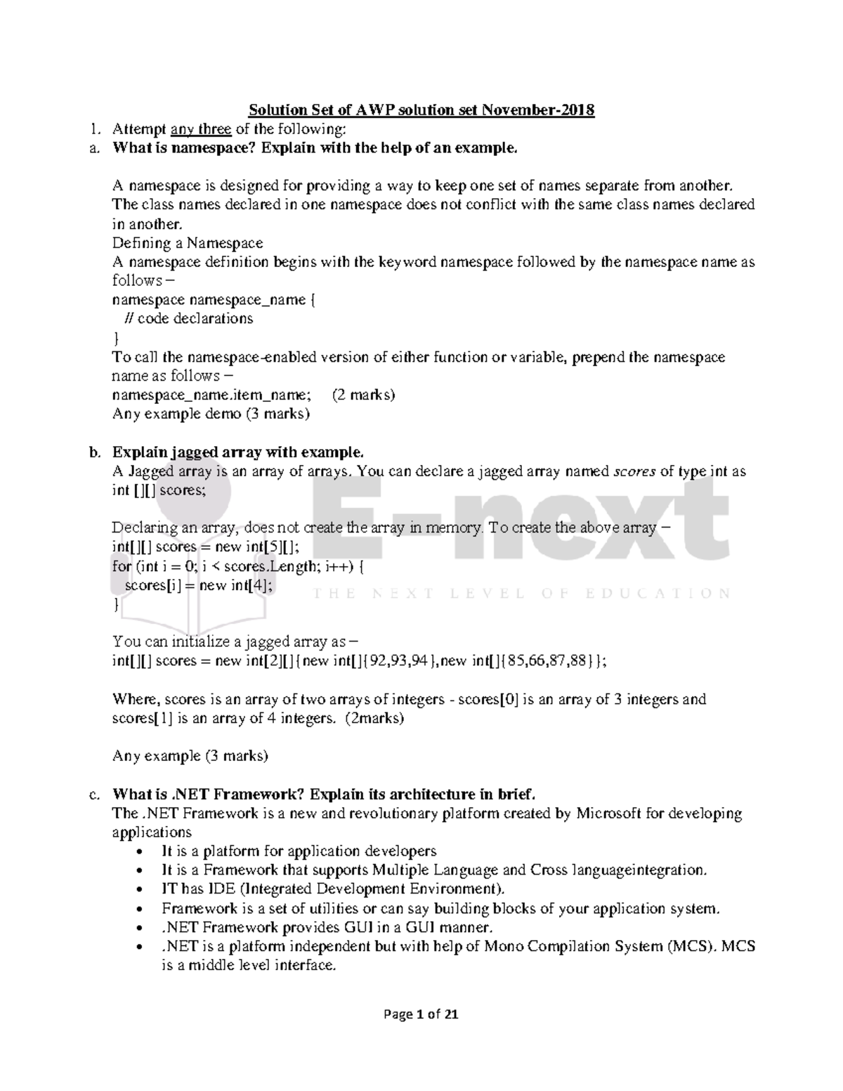 AWP November 18 Paper with Solution - Solution Set of AWP solution set ...