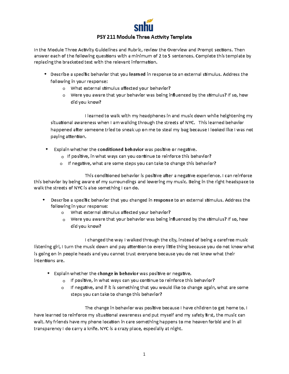 PSY 211 Module Three Activity Template - PSY 211 Module Three Ac 2 vity ...