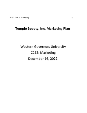 C212 Marketing Plan Task C212 Marketing Plan Bill Western Governors