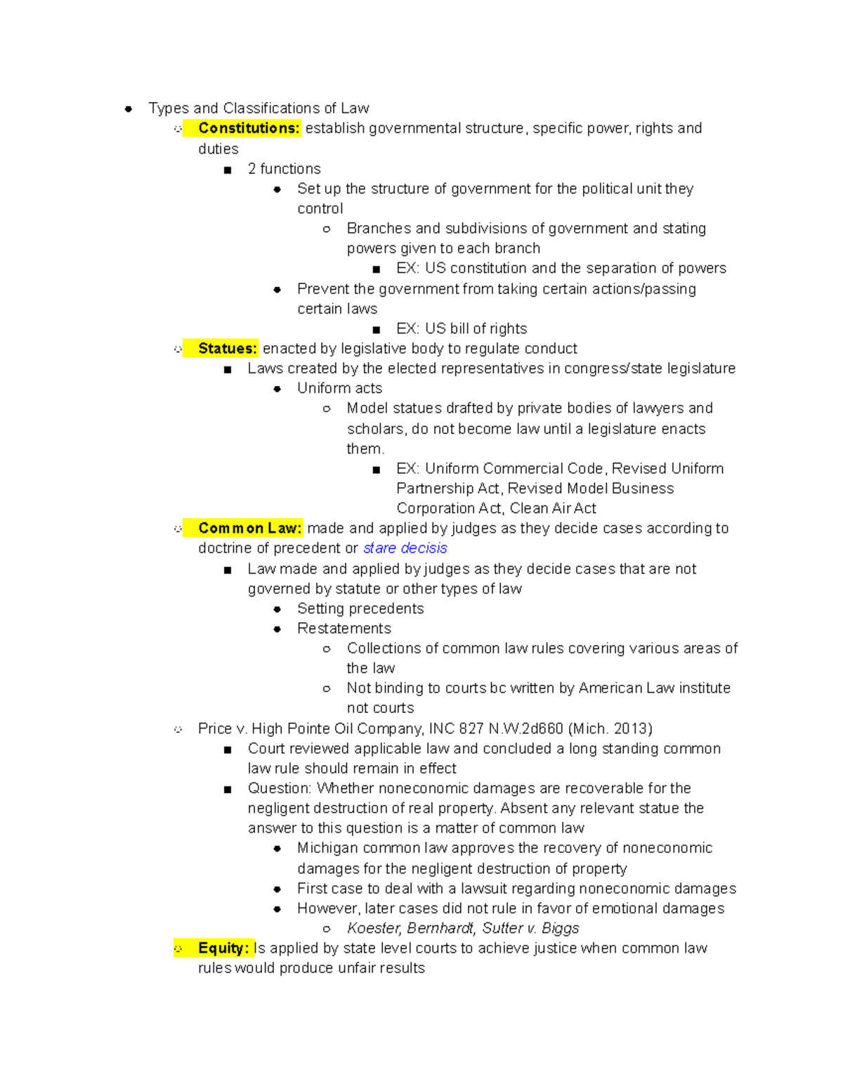 Chapter 1 Notes - Types and Classifications of Law Constitutions ...