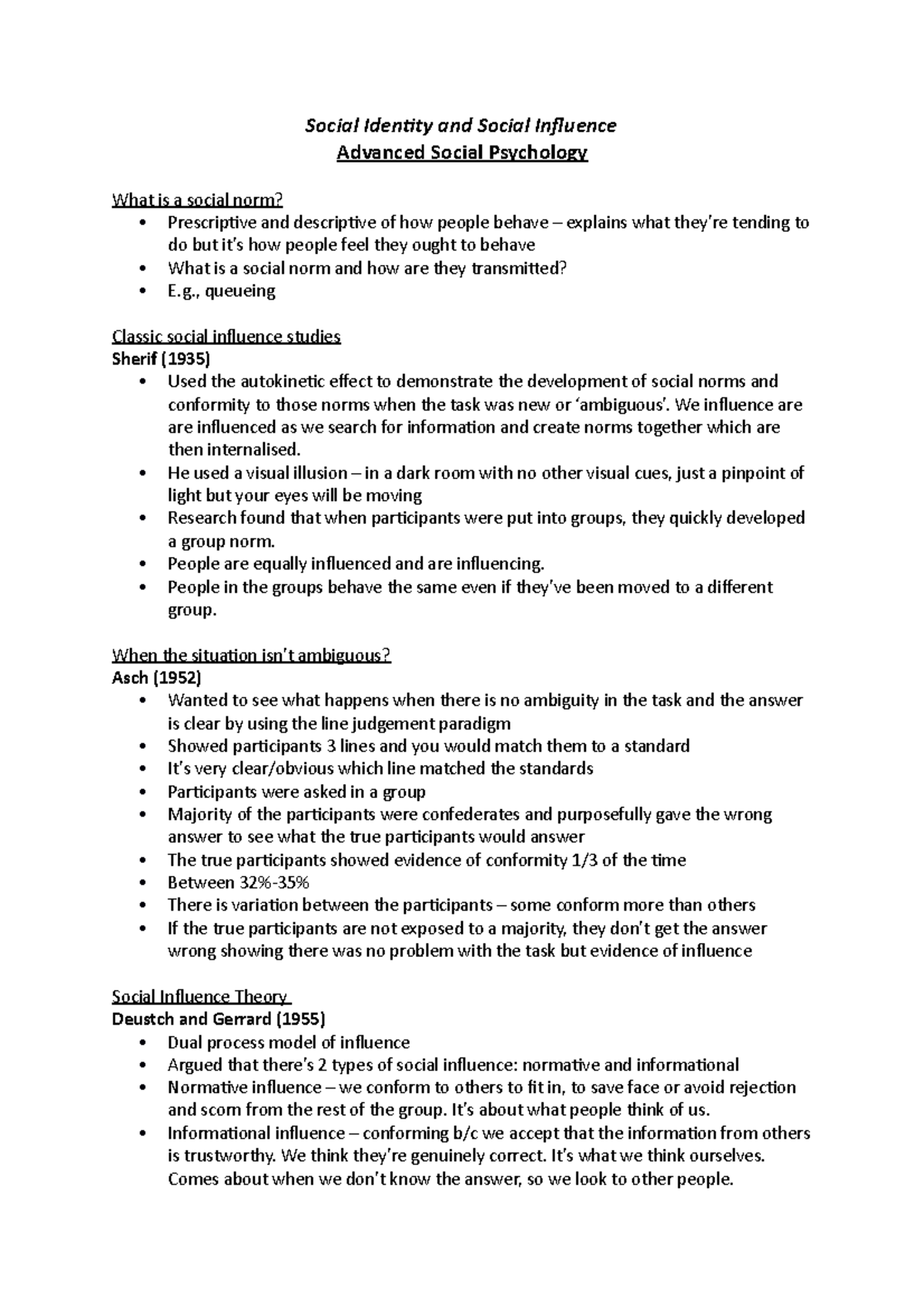 Lecture 2 - social identity & social influence - Social Identity and ...