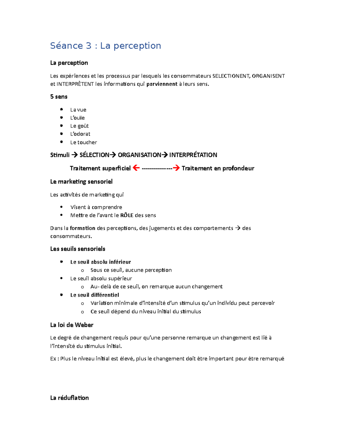 Séance 3 Doc révision - Séance 3 : La perception La perception Les ...