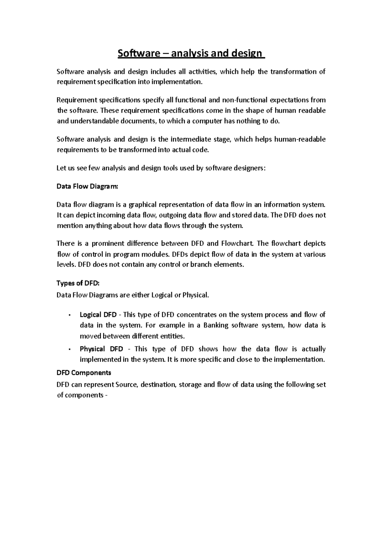 Software – analysis and design - Software – analysis and design ...