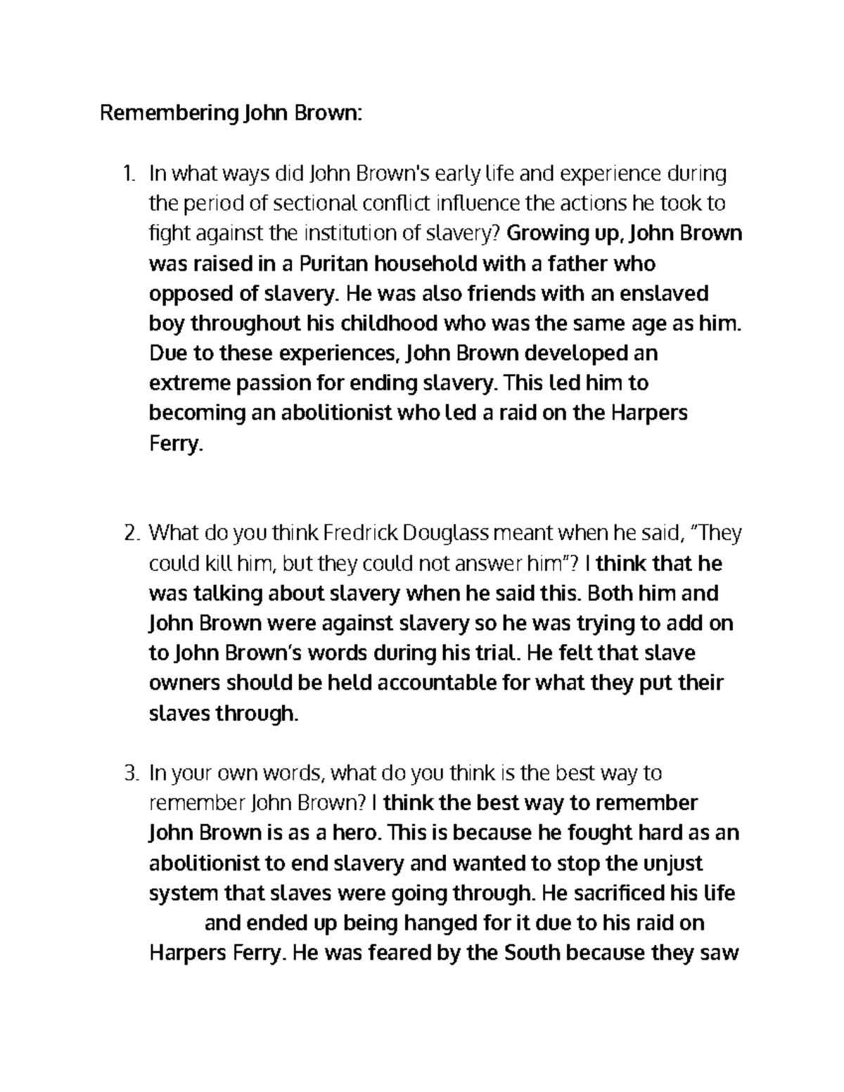 Remembering John Brown - Remembering John Brown: In what ways did John ...