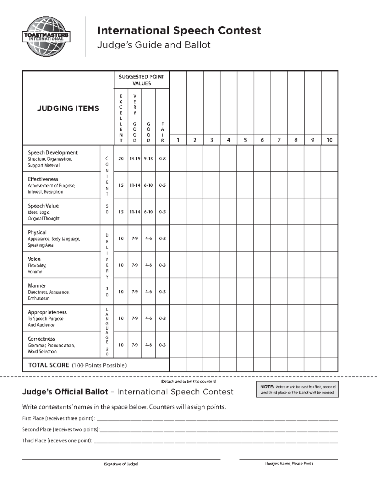 Speech Scheme by Toastmaster - Judge’s O cial Ballot – International ...