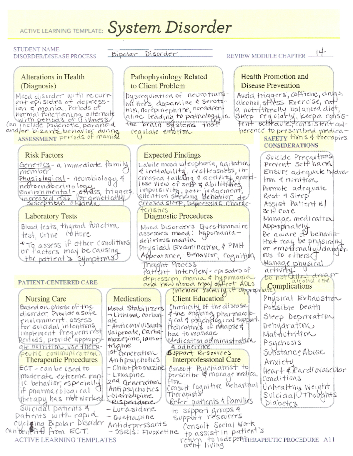Bipolar Disorder Template - NUR300 - Studocu