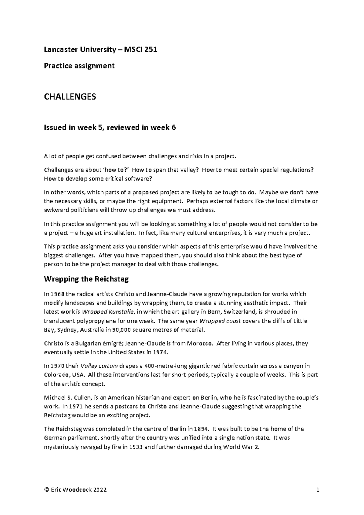 Week 5 - Challenges - Lancaster University – MSCI 251 Practice ...