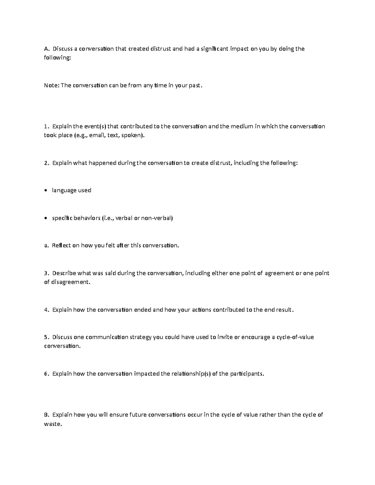 Task 2 Communication - Grade: Pass - A. Discuss a conversation that ...