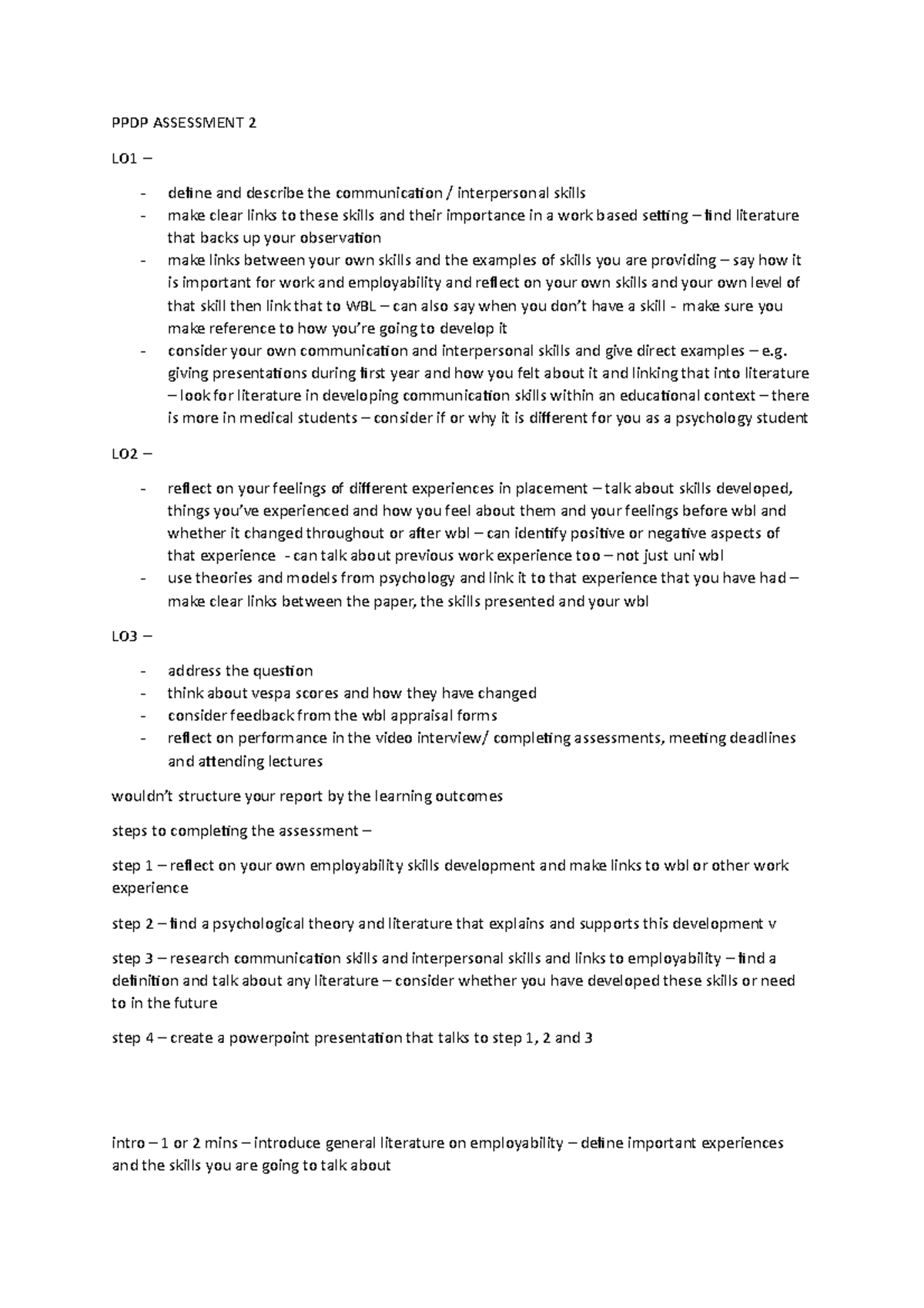 PPDP Assignment 2 PREP Notes - PPDP ASSESSMENT 2 LO1 – define and ...