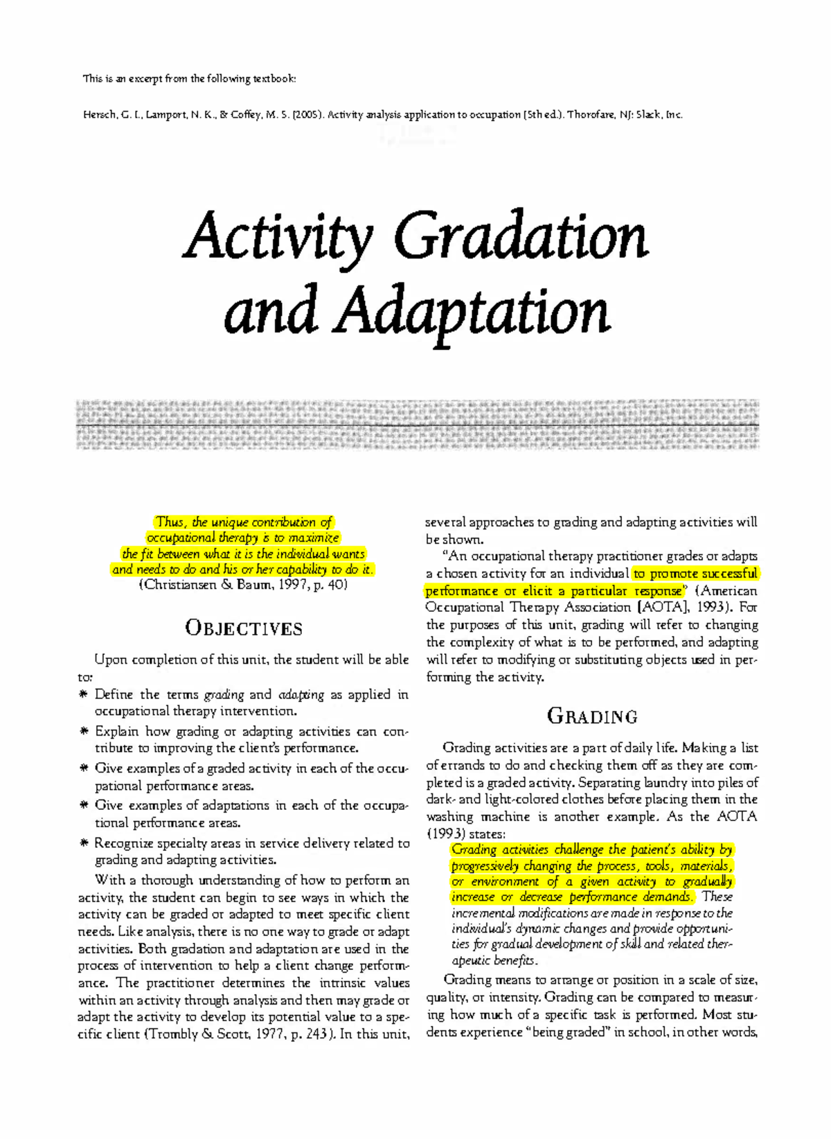 Activity Gradation and Adaptation - Activity Gradation and Adaptation ...