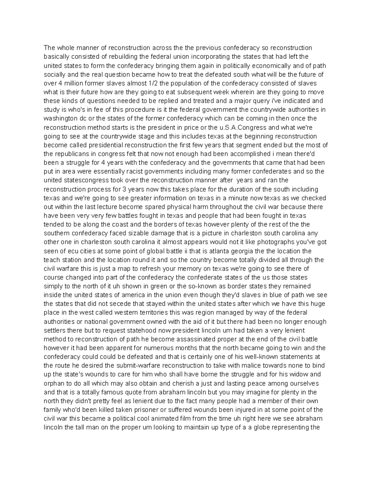 His 2301 Reconstruction 1865 1876 - The whole manner of reconstruction ...