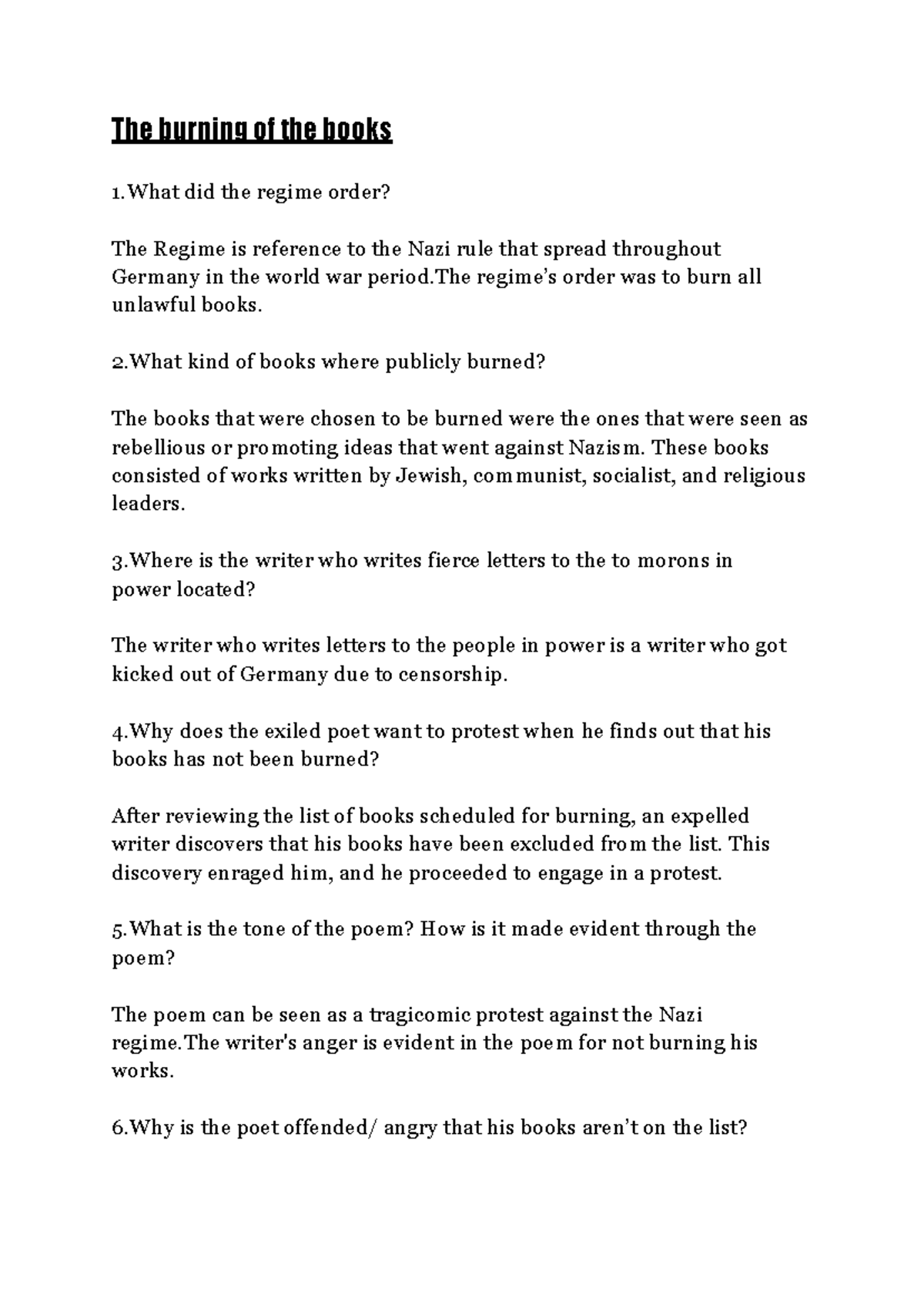 The burning of books - Notes - The burning of the books 1 did the ...