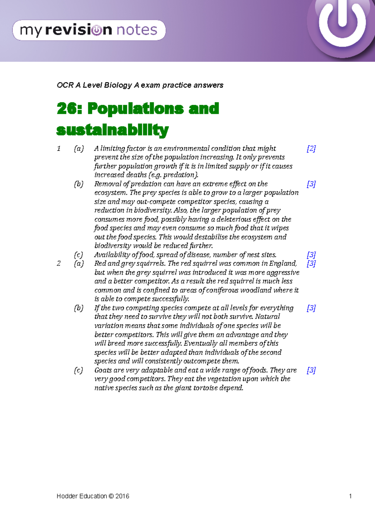 842269 OCR A Biol A Sochacki EPAs Ch26 - 1 OCR A Level Biology A exam practice answers 26: - Studocu