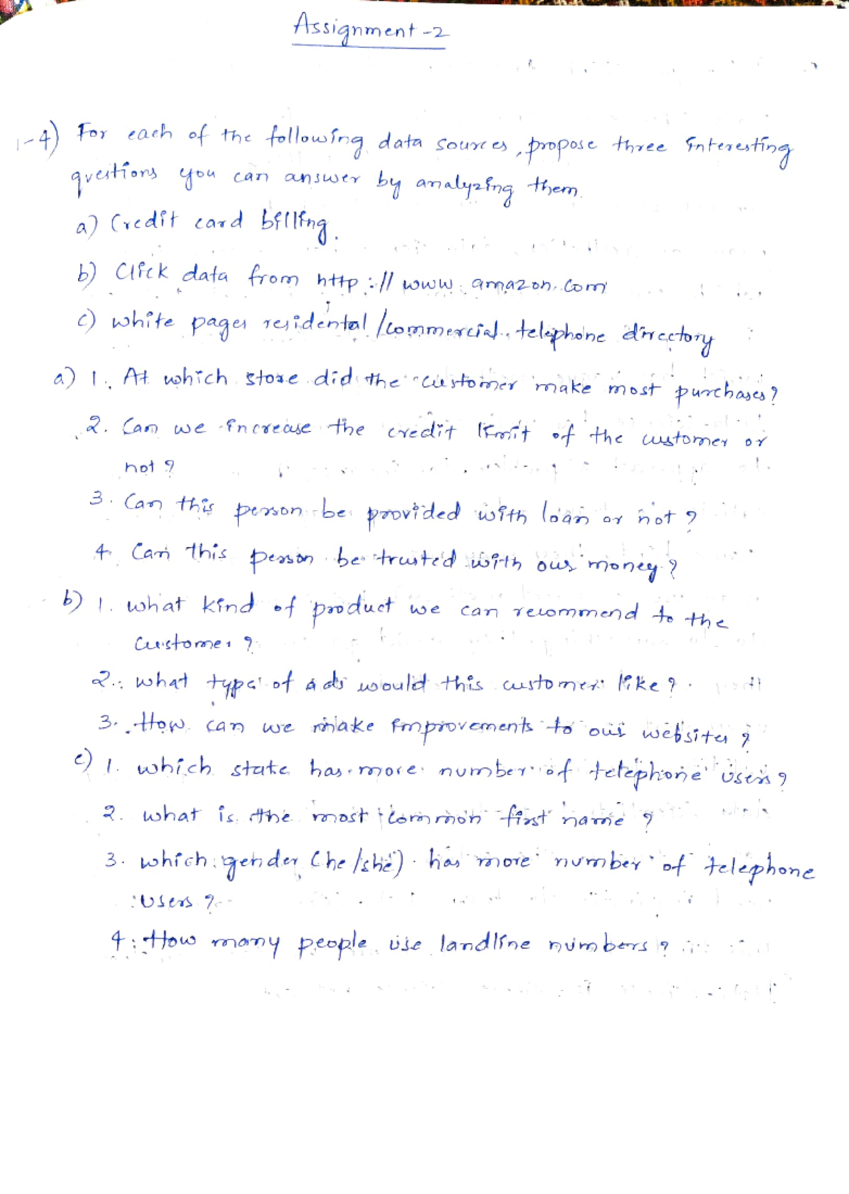 Assignment 2 Exercise 1 4 1 15 Assignment Fot Each Of The Followina Data Sour Dpos E