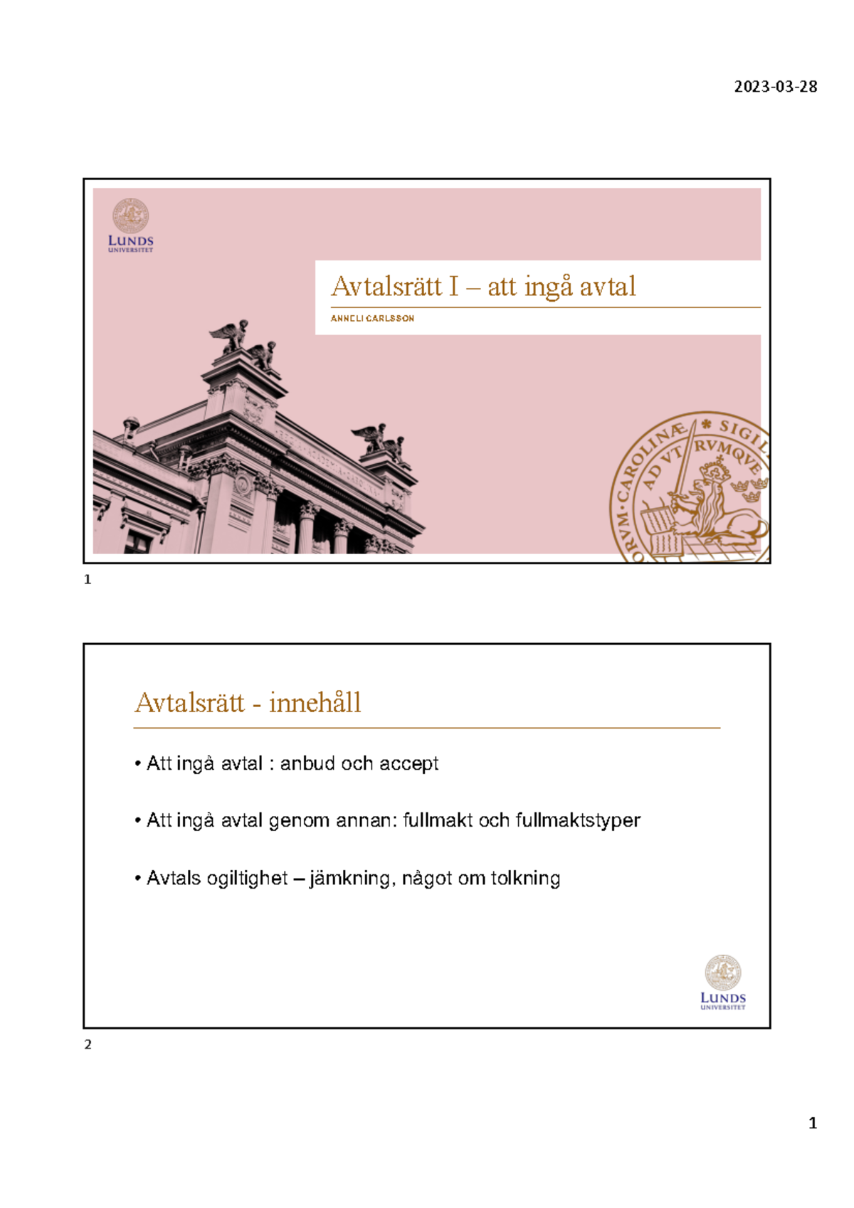 Avtalsrätt I - att ingå avtal - Avtalsrätt I – att ingå avtal ANNELI ...