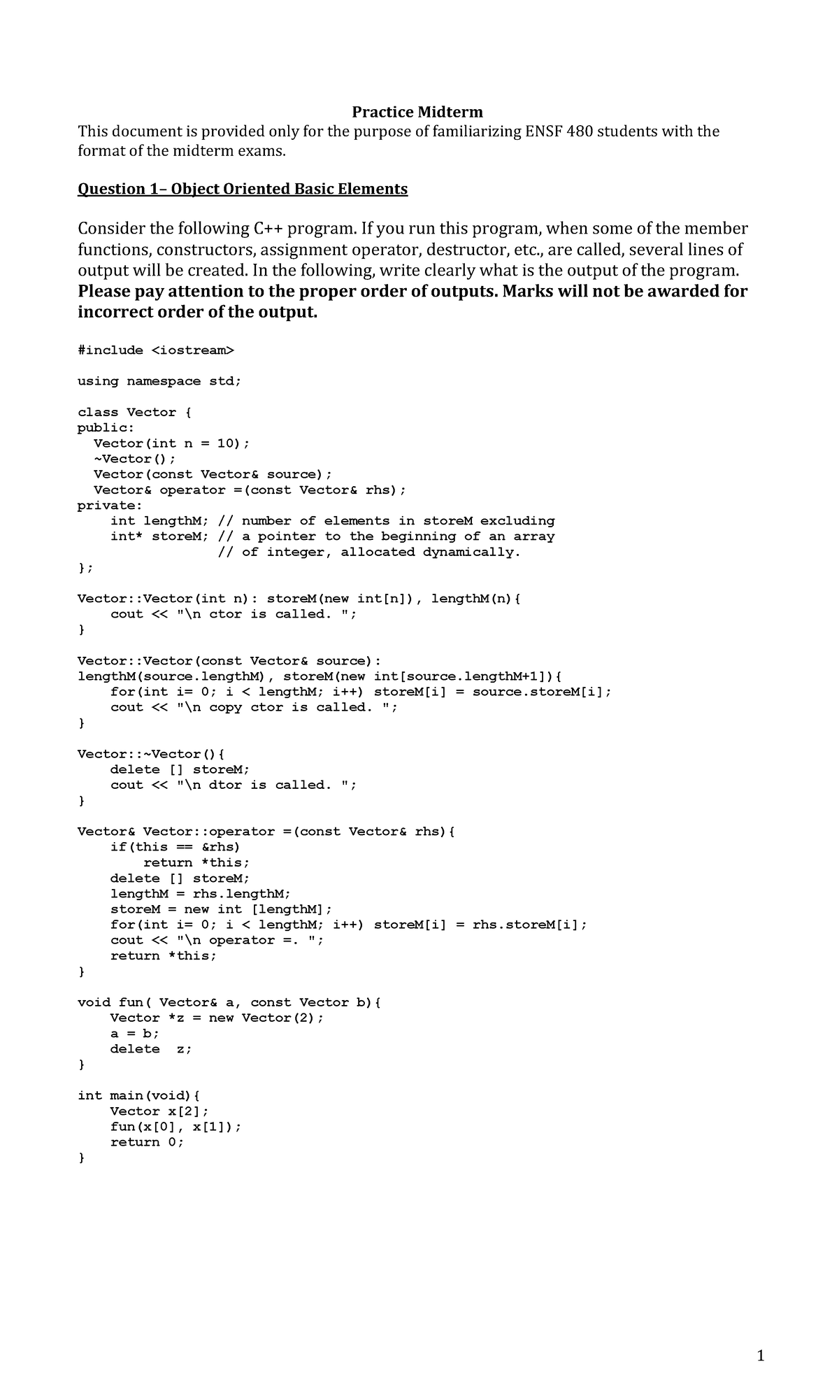 ENSF 480 Practice Midterm 1 - Practice Midterm This document is ...