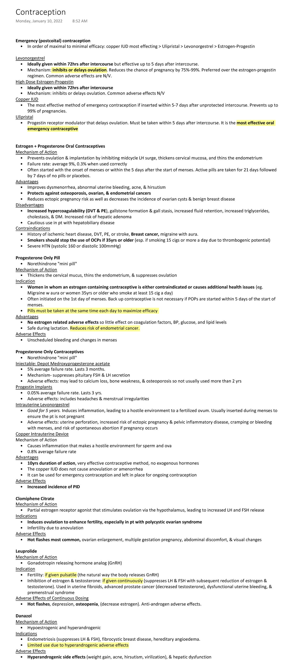 Contraception - Emergency (postcoital) contraception - In order of ...