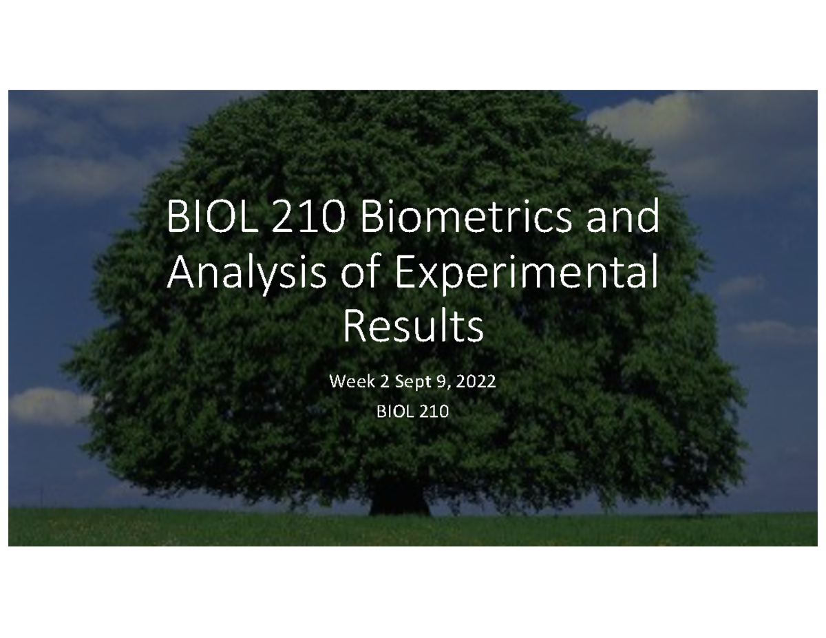 BIOL 210 L4 Biometric Distribution - BIOL 210 Biometrics and Analysis ...