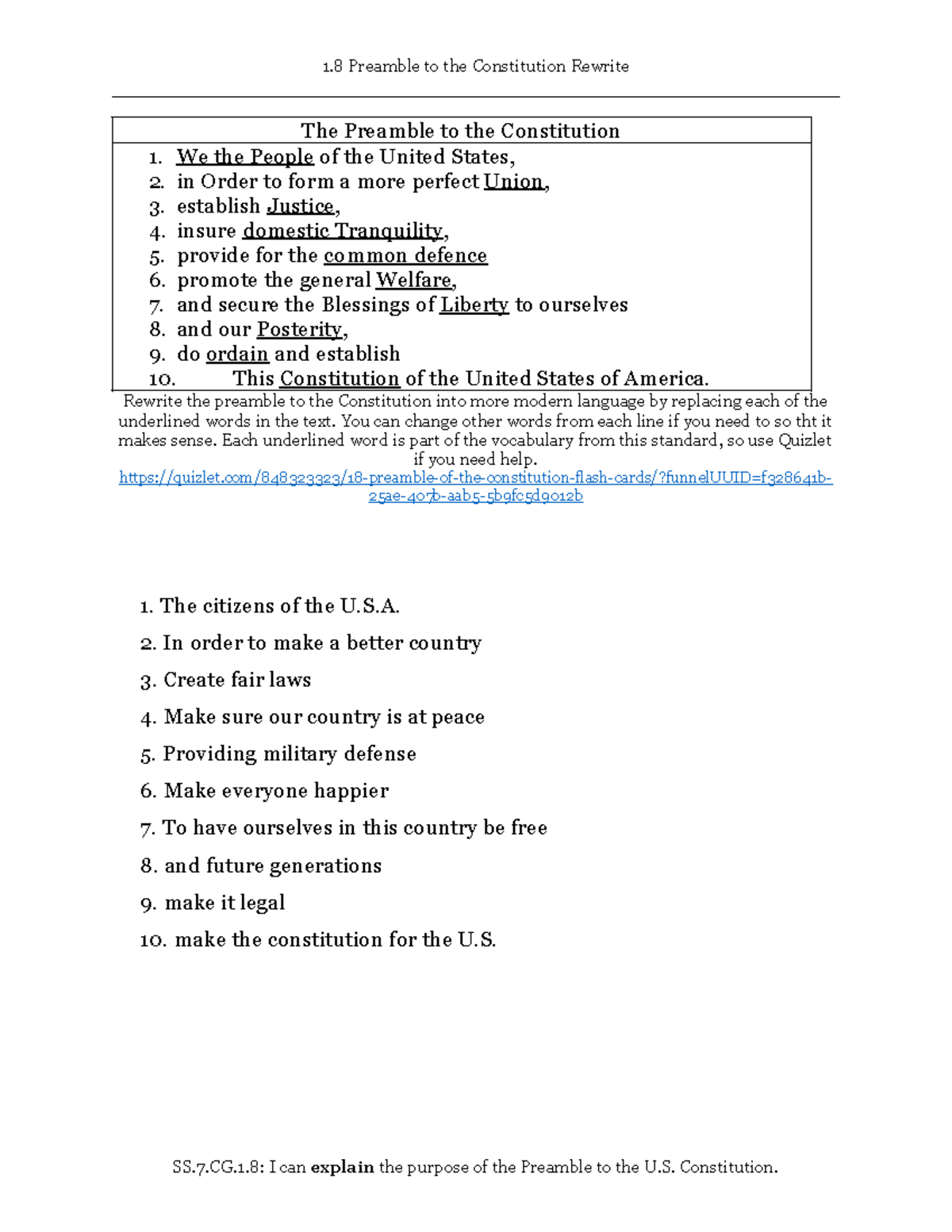 1.8 Preamble of the Constitution Rewrite - 1 Preamble to the ...