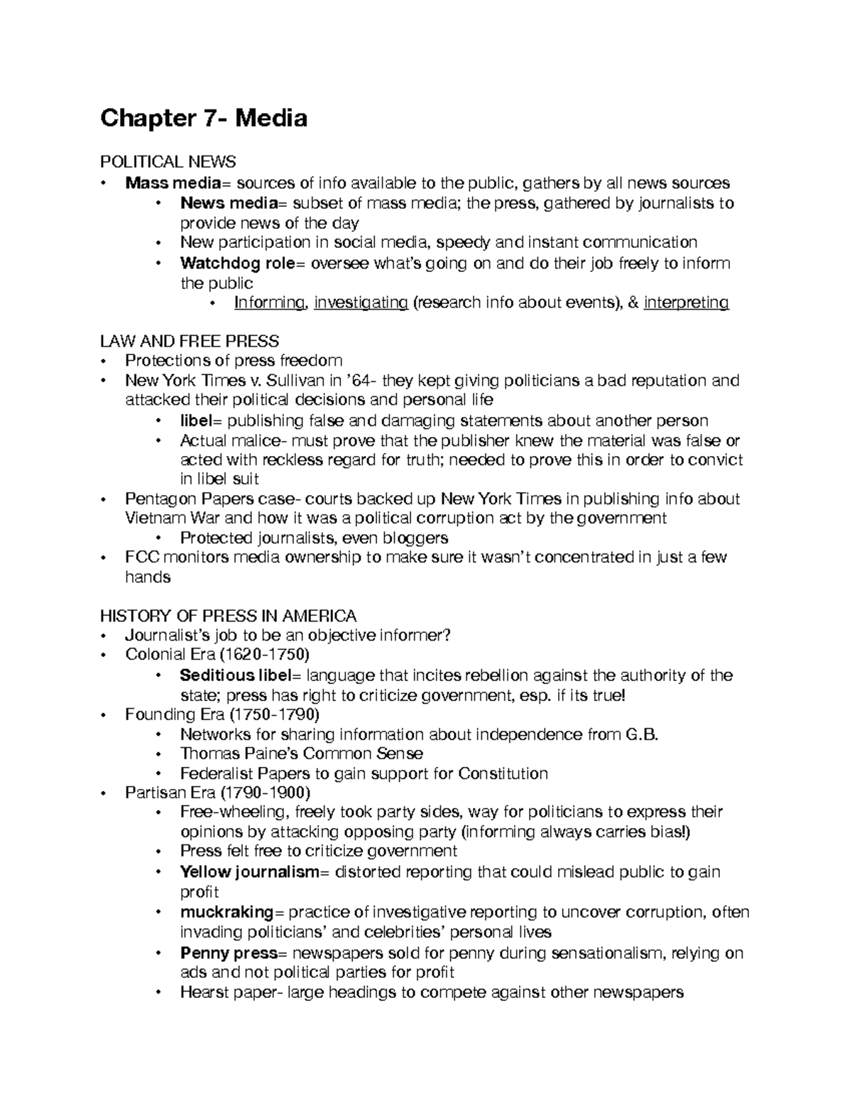 Chapter 7- Media - Unit 2 - Chapter 7- Media POLITICAL NEWS - Mass ...