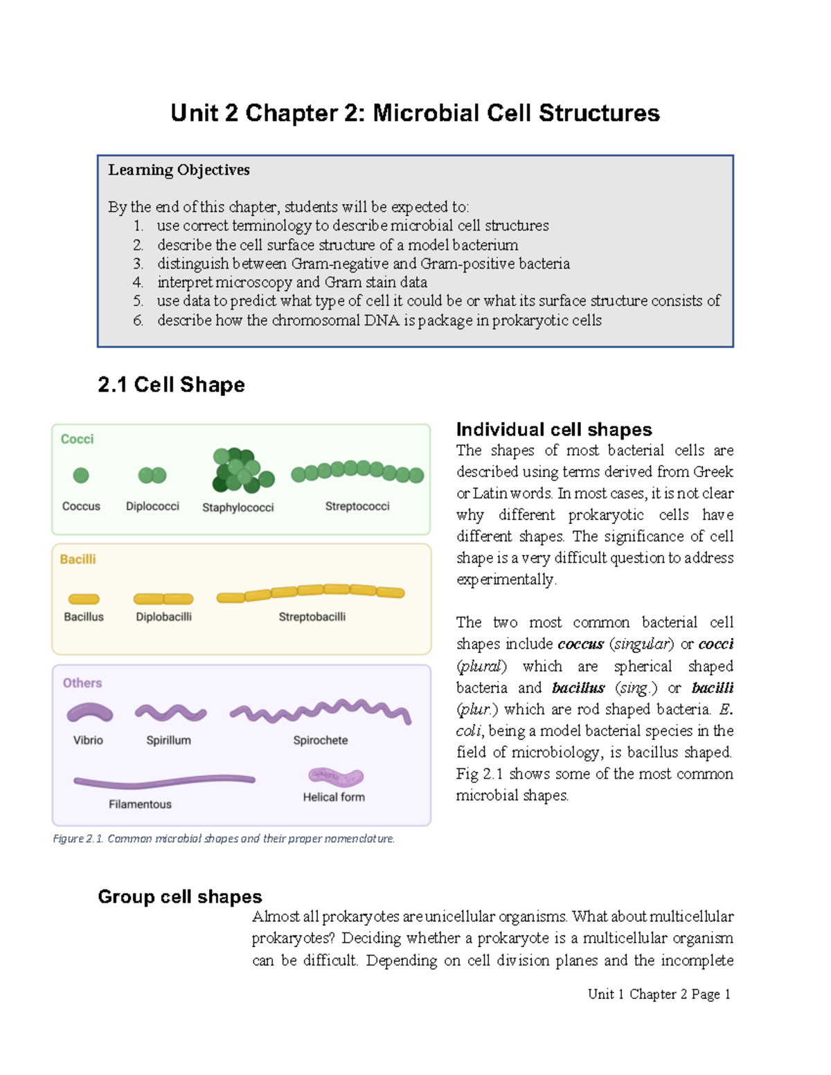 MICB211 e Textbook Unit1 Chapter 2 - Unit 1 Chapter 2 Page 1 Unit 2 ...