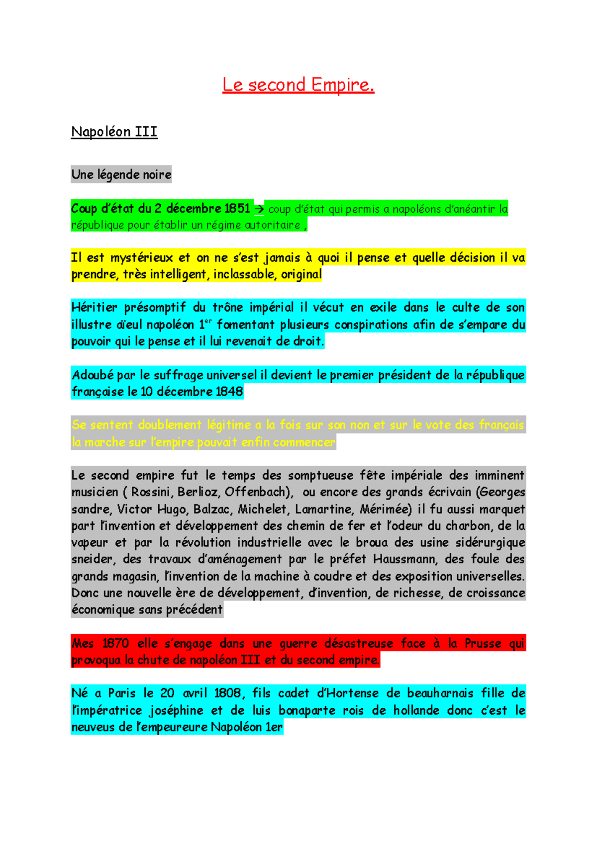 Silva Sawsan Berger devoir histoire Le second Empire - Le second Empire ...