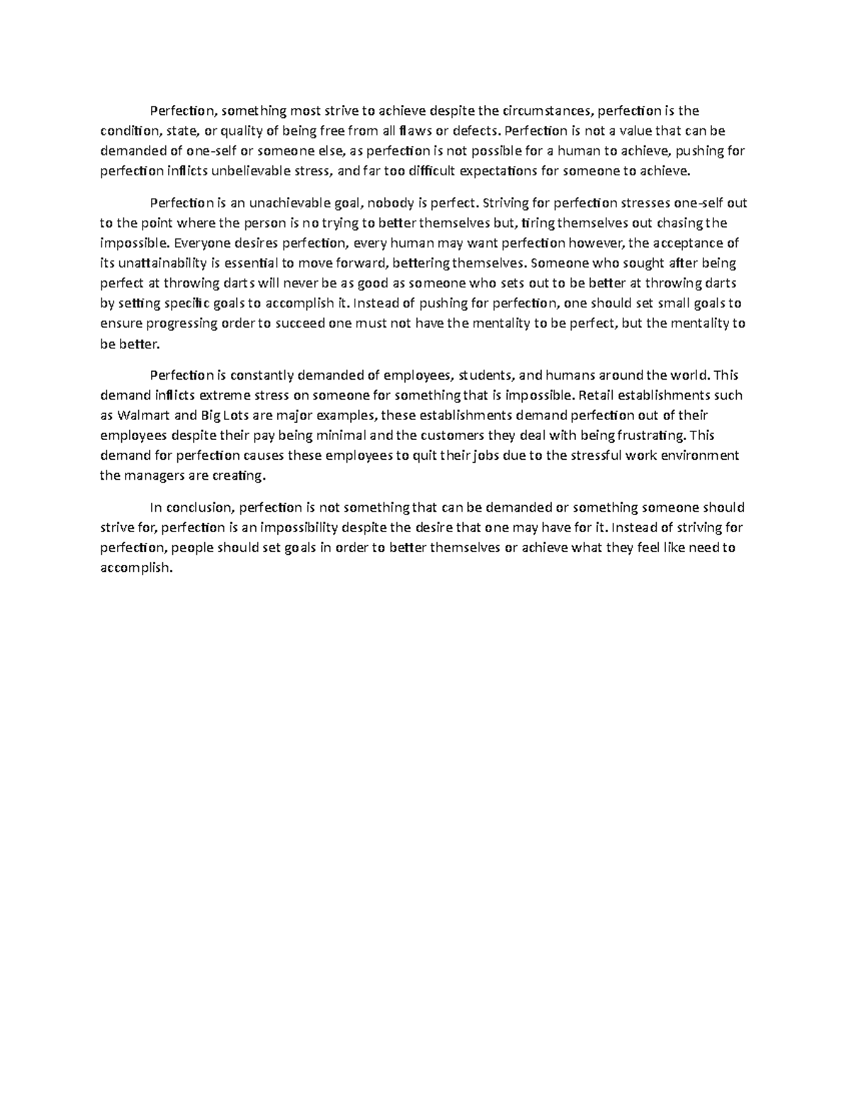 Perfection - notes - Perfection, something most strive to achieve ...