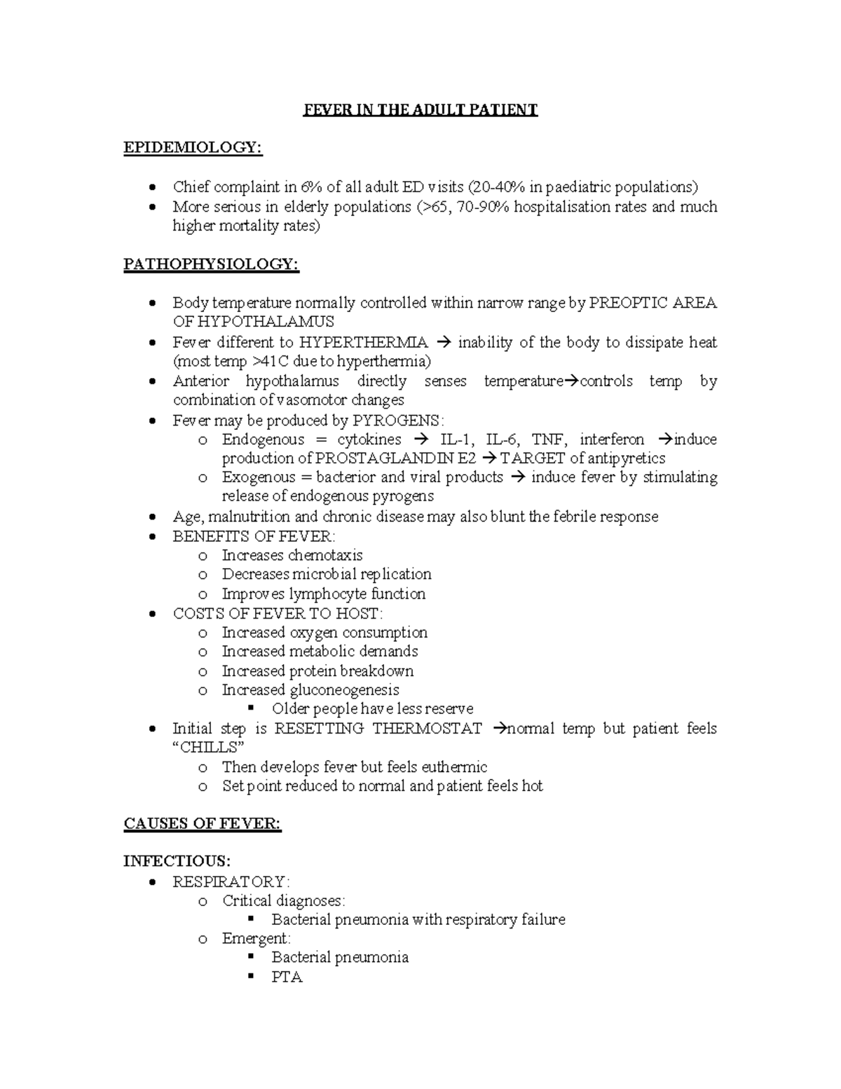 Fever IN THE Adult Patient - FEVER IN THE ADULT PATIENT EPIDEMIOLOGY ...