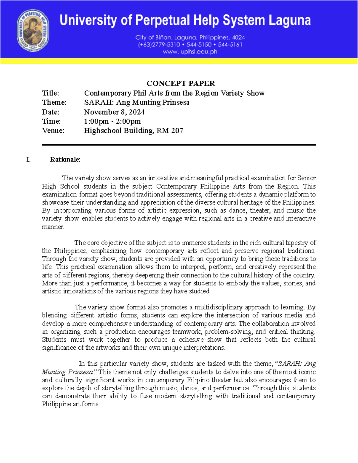 Concept- Paper - CONCEPT PAPER Title: Contemporary Phil Arts from the ...