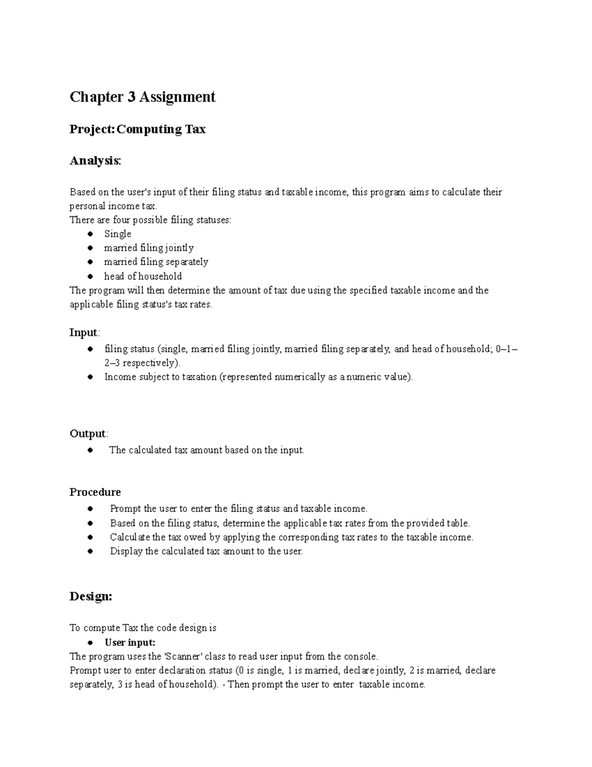 Chapter 3 Assignment - project :Computing Tax - Chapter 3 Assignment Project:Computing Tax ...