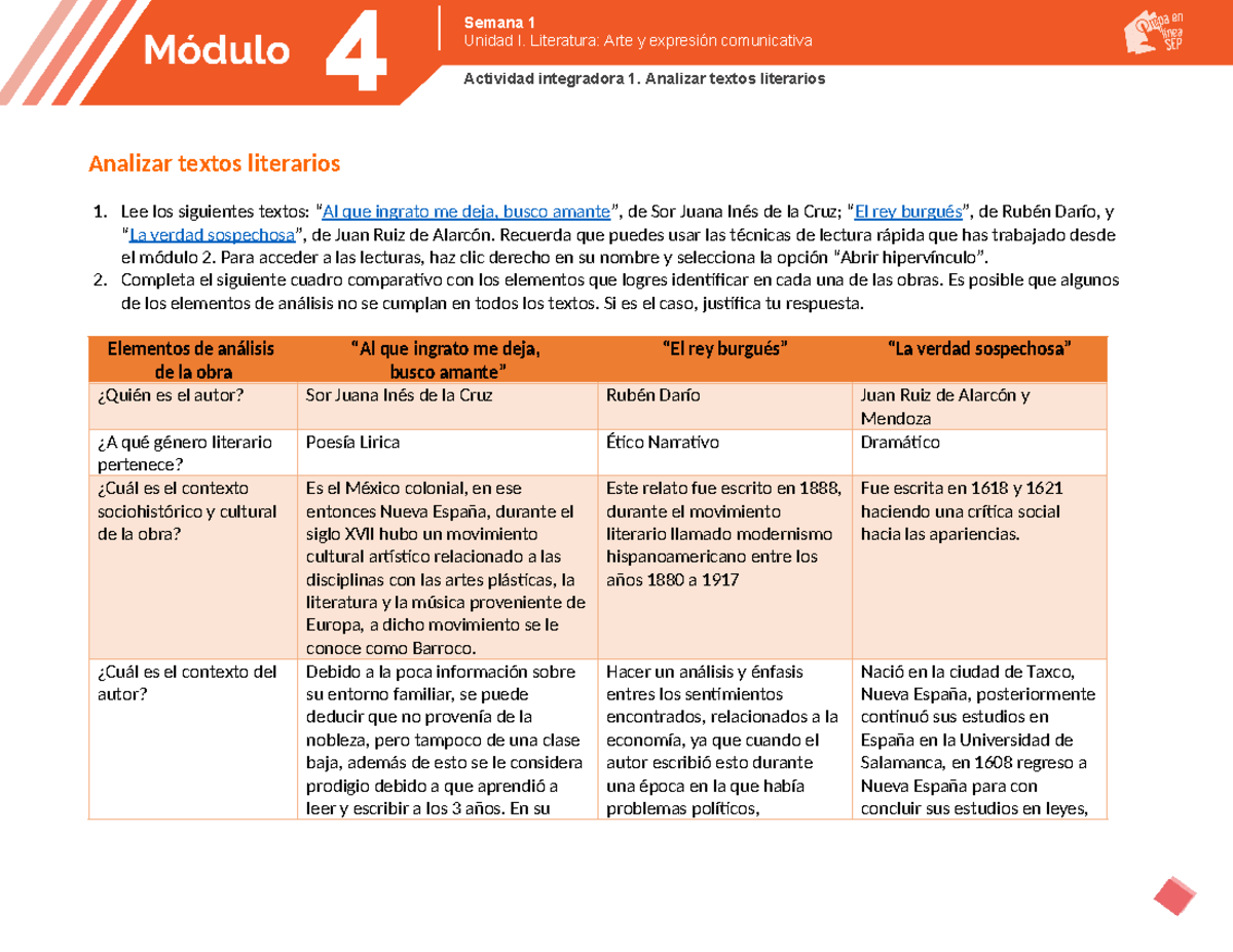 M4S1AI1 - Actividad 1 del modulo 4 - Unidad I. Literatura: Arte y ...