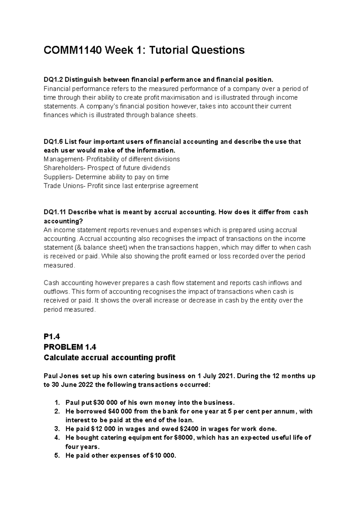 COMM1140 Week 1 Tutorial Questions - COMM1140 Week 1: Tutorial Questions DQ1 Distinguish between ...