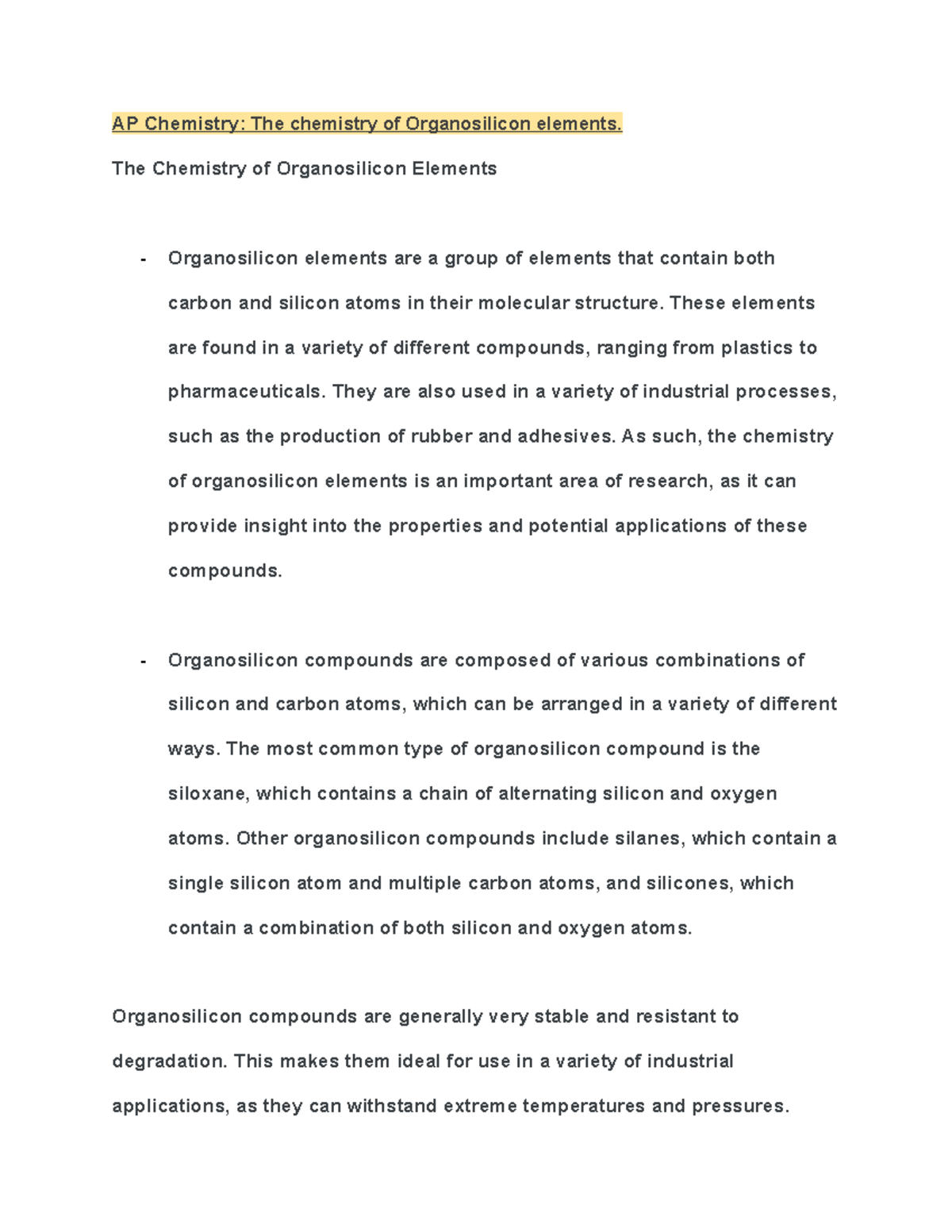 The chemistry of Organosilicon elements - The Chemistry of ...