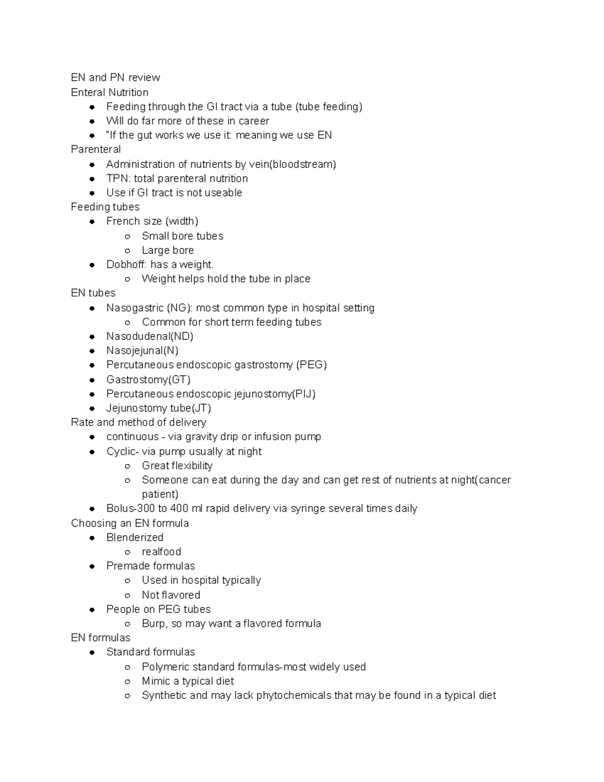 NTDT450 EN and PN review - EN and PN review Enteral Nutrition Feeding ...