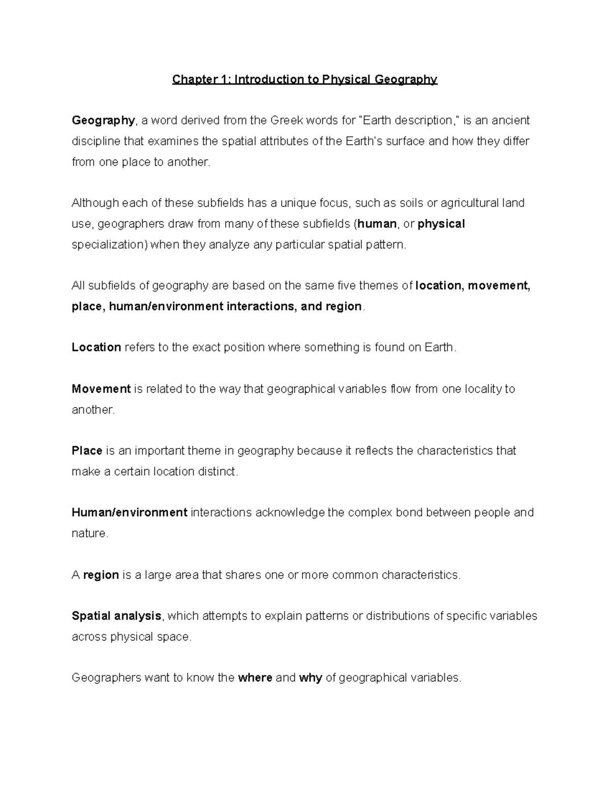 GEOG120 Textbook Notes CHP 1-6 - Chapter 1: Introduction to Physical ...