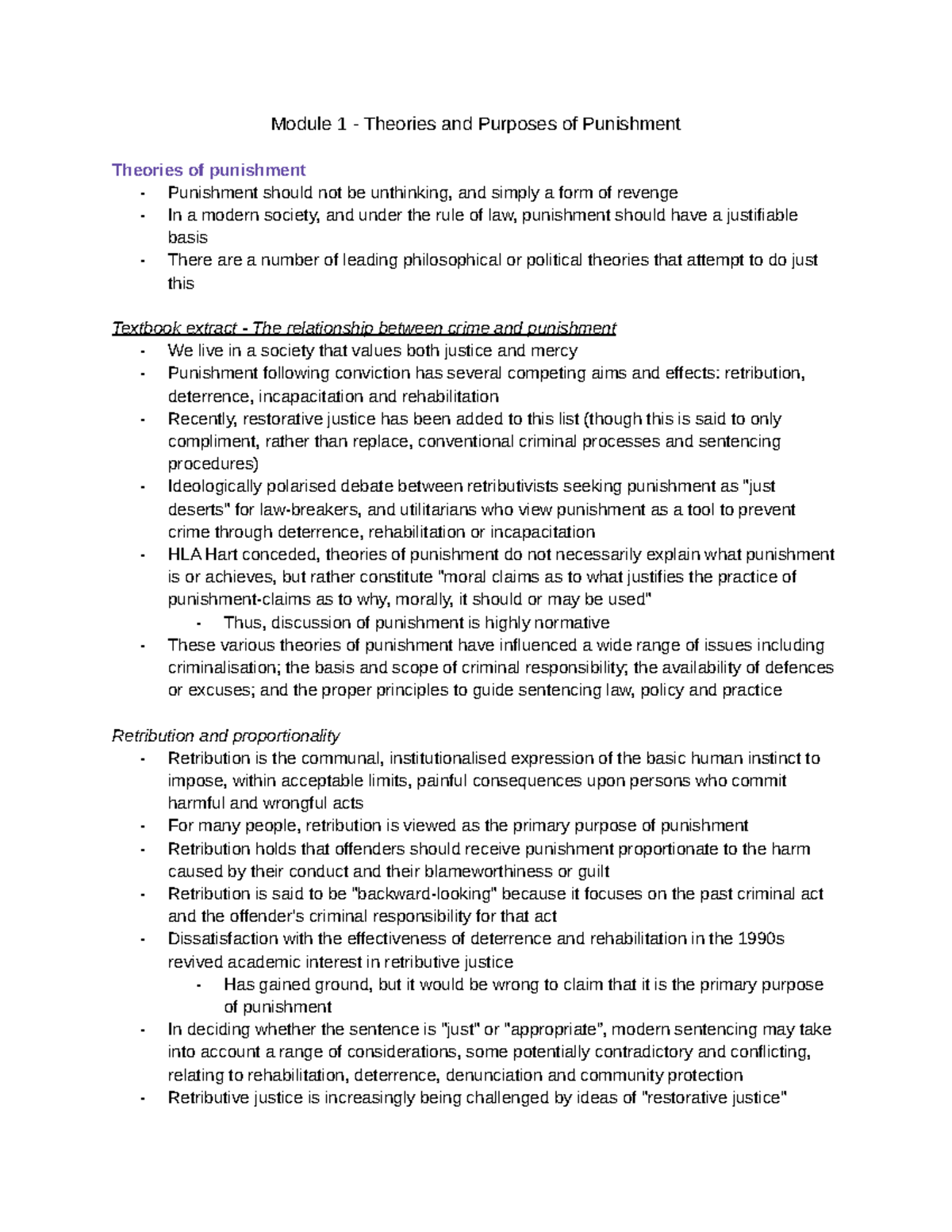 Sentencing Module 1 Theories And Purposes Of Punishment Module 1 sentencing-module-1-theories-and-purposes-of-punishment-module-1