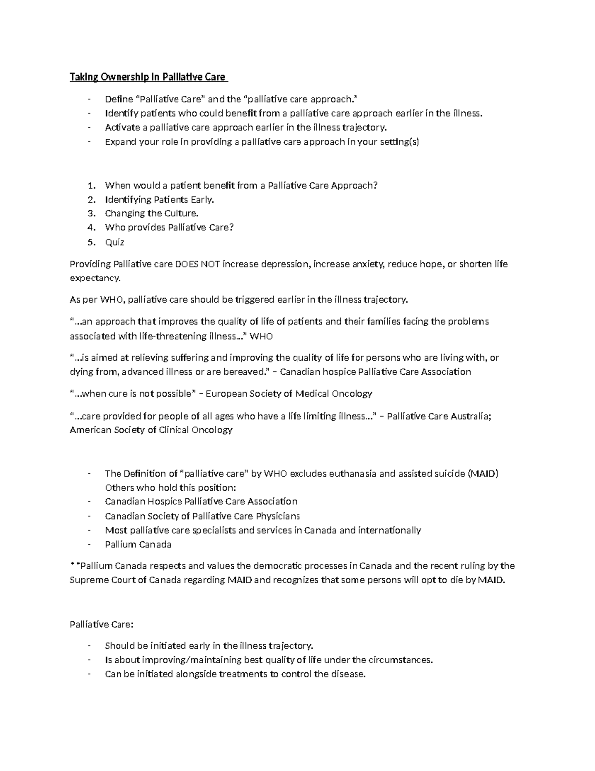 304 Palliative Care - lecture notes - Taking Ownership in Palliative ...