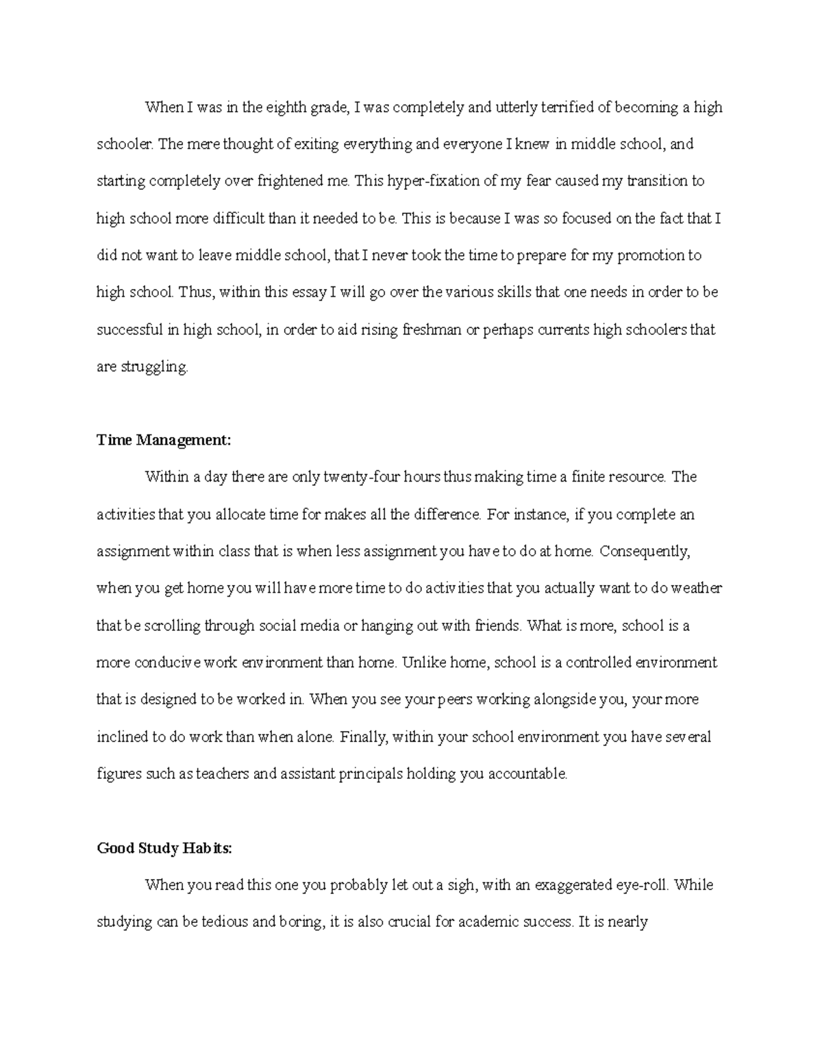 Skills for High School Success - Studocu