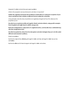 Ecosystem function and services past paper questions - With the aid of ...