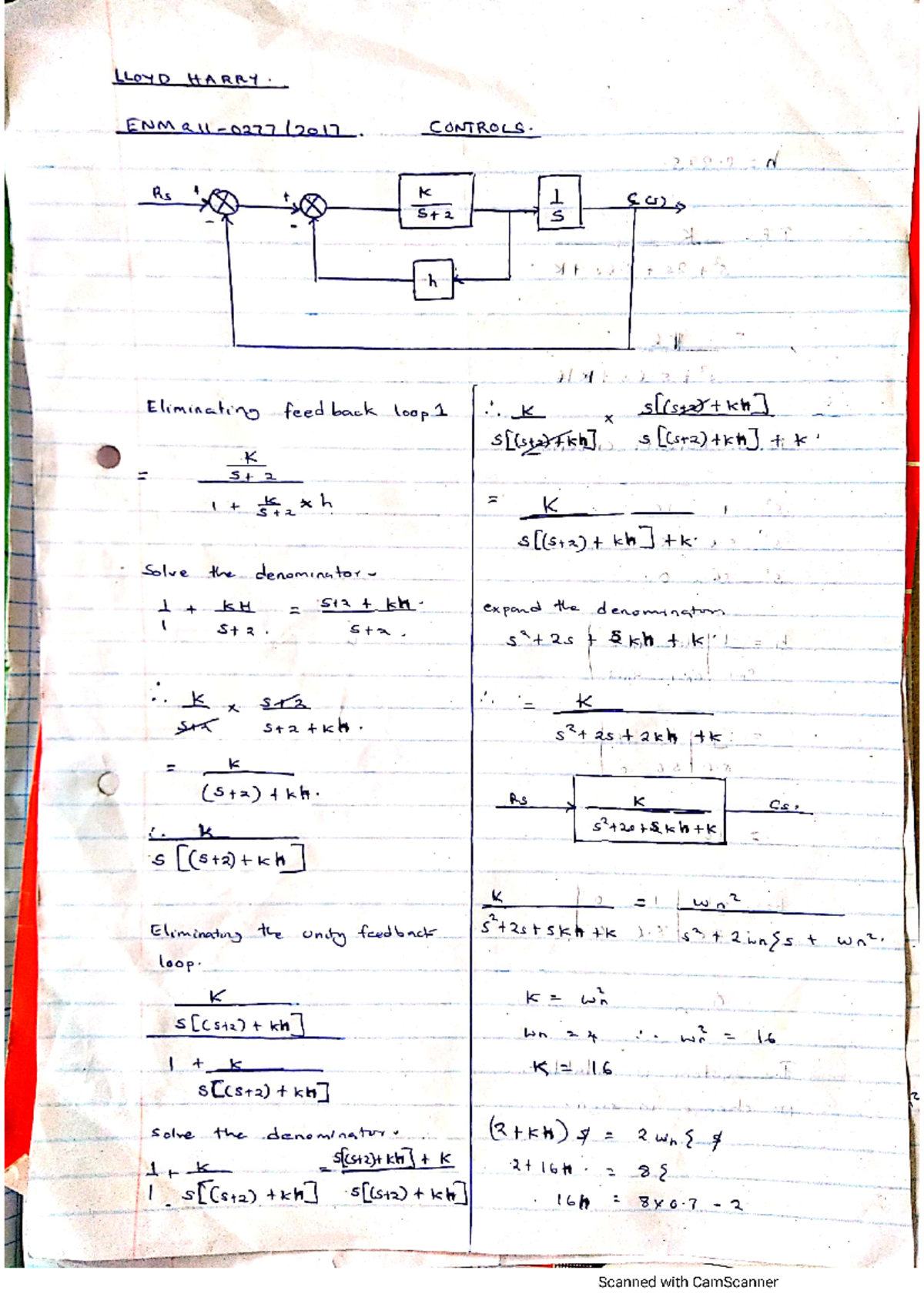 Controls assignment enm 211-0277-2017 - Mechanical engineering - Studocu