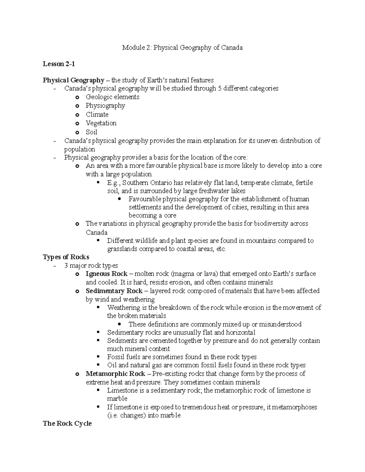Geo of Canada Module 2 - Physical Geography of Canada - Module 2 ...