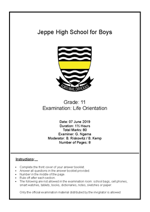 MEMO Grade 11 LO Exam Final Term 4 - 2019 - MEMORANDUM Jeppe High ...