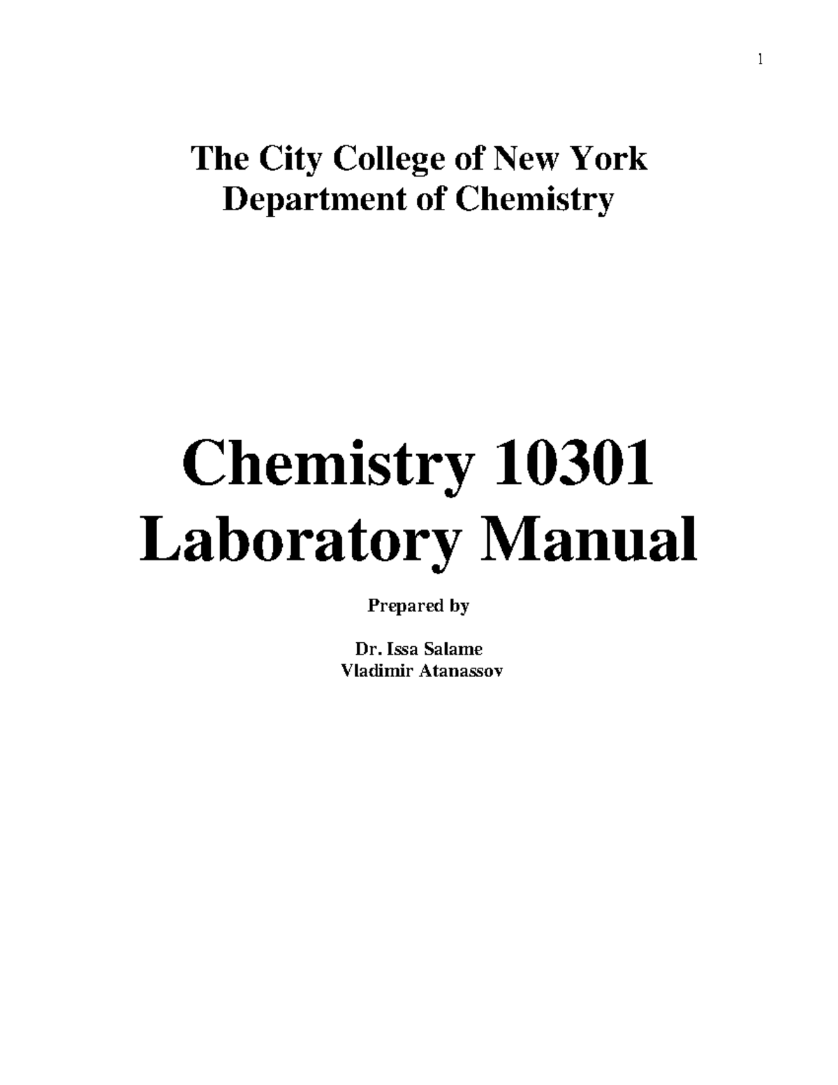 CHEM10301 Lab Manual (2019 ) - The City College of New York Department ...