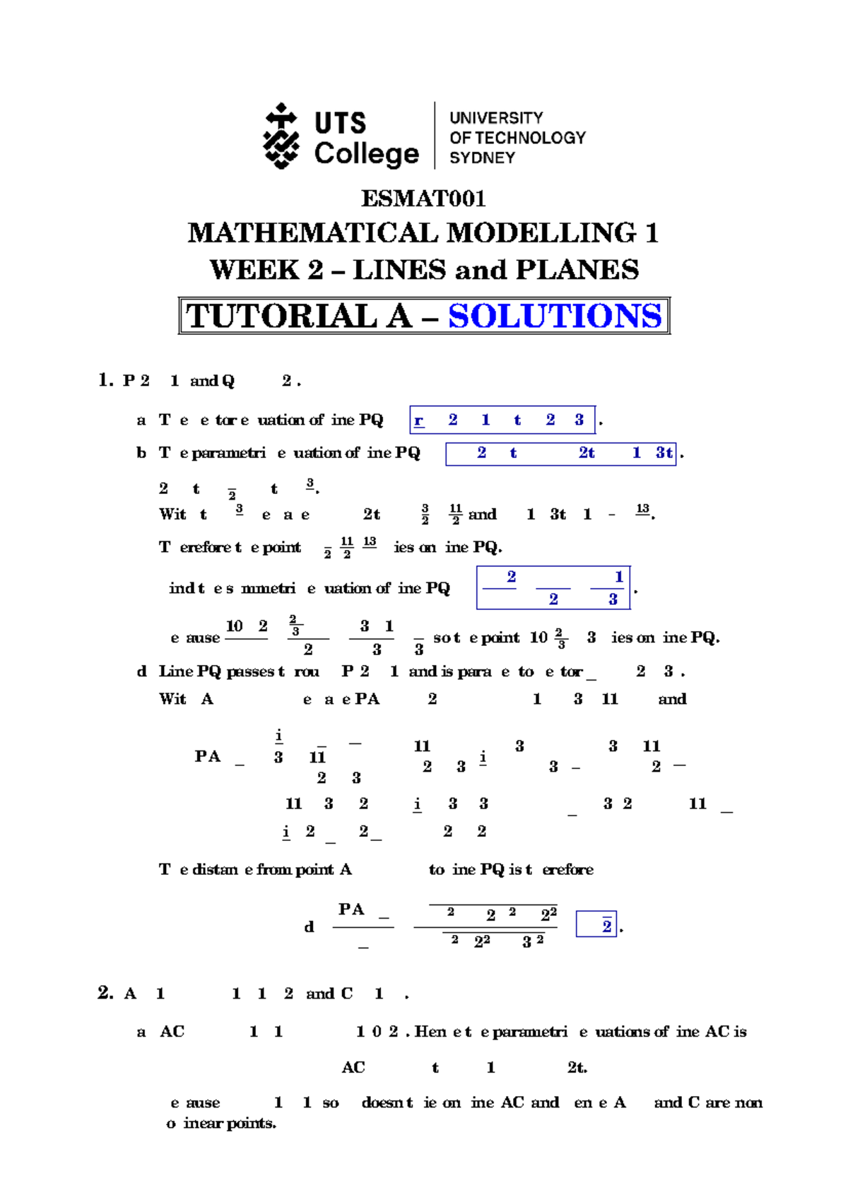 Week 2 - Tutorial A Solution - ESMAT MATHEMATICAL MODELLING 1 WEEK 2 ...