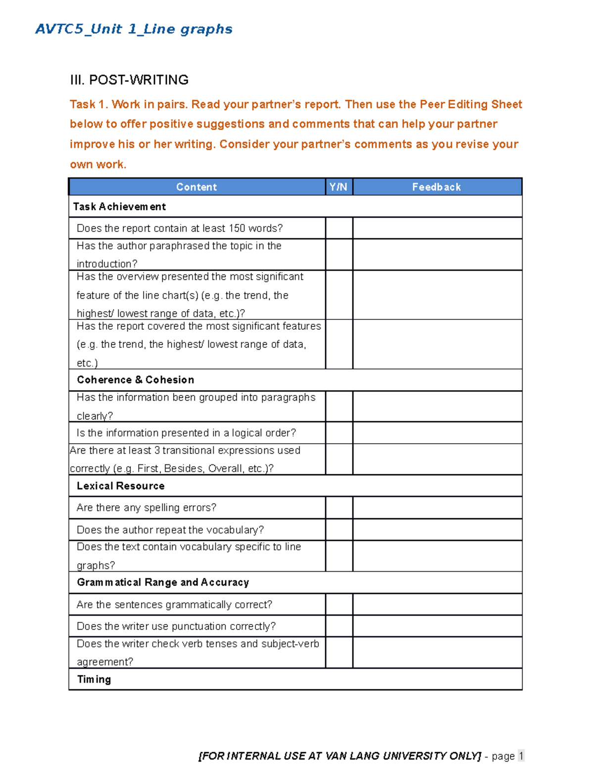 III. POST Writing - Lesson 3 - AVTC5_Unit 1_Line graphs III. POST ...