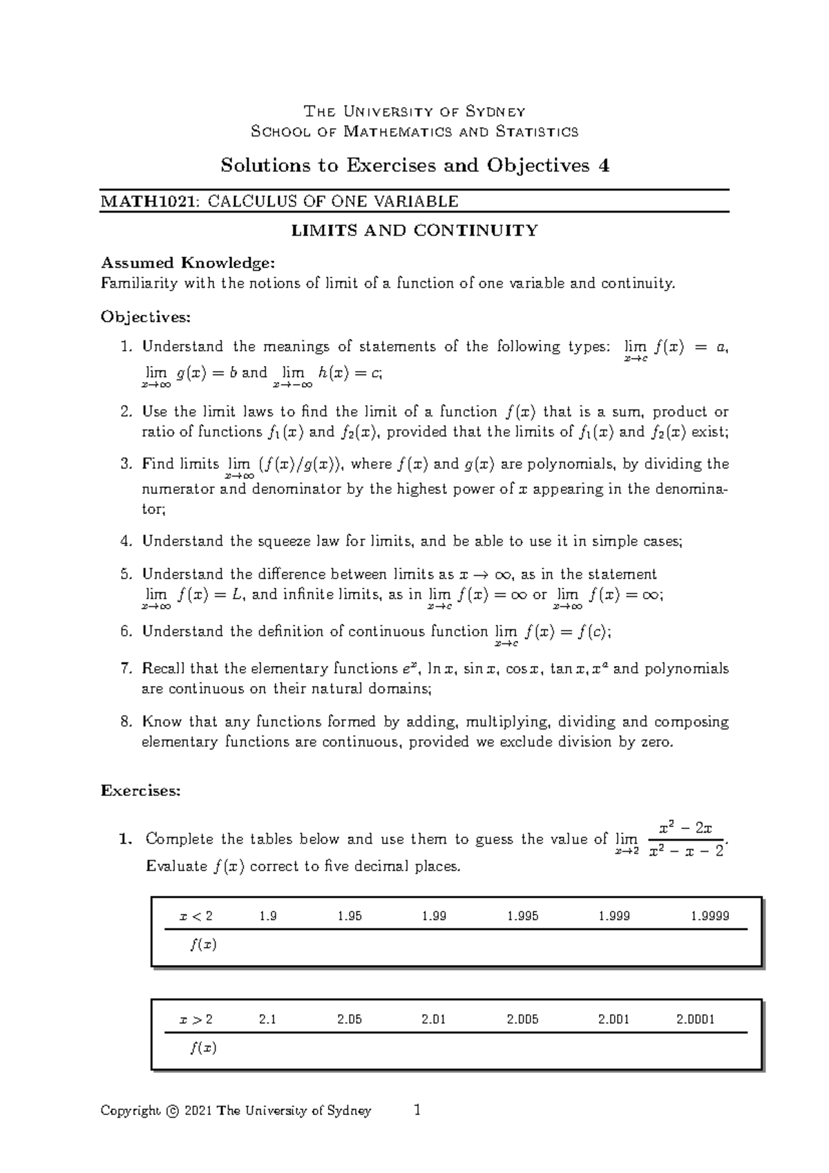 Exercises-4-Sols - MATH1021 w4TUT question andsolution - The University ...