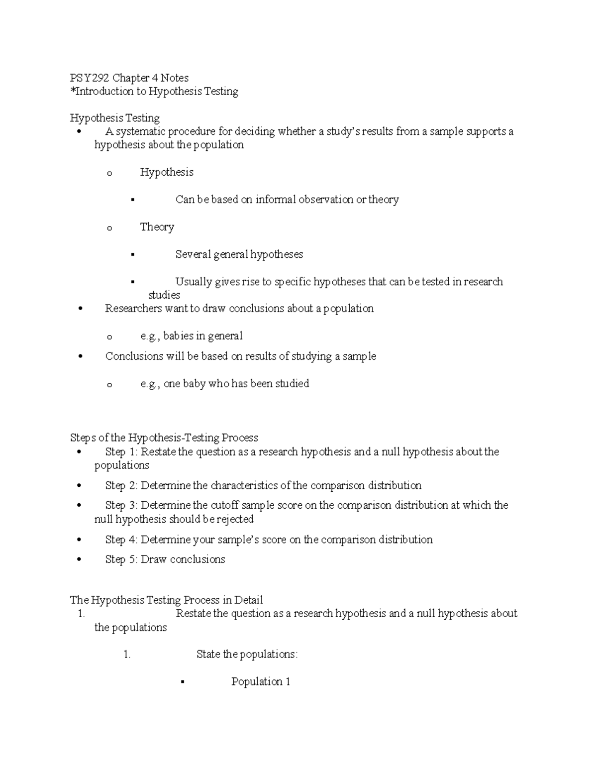 PSY292 Chapter 4 Notes - PSY292 Chapter 4 Notes *Introduction to ...