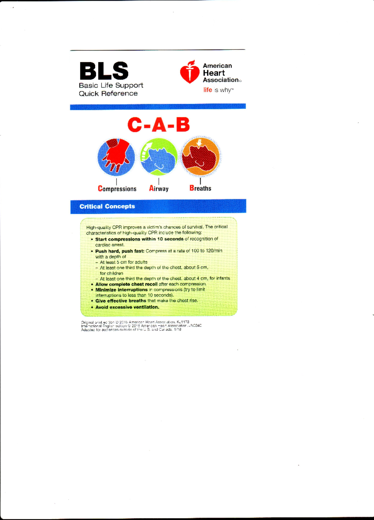 Must Read BLS-AHA-2020-flashcard - BLS American Heart Association Basic ...